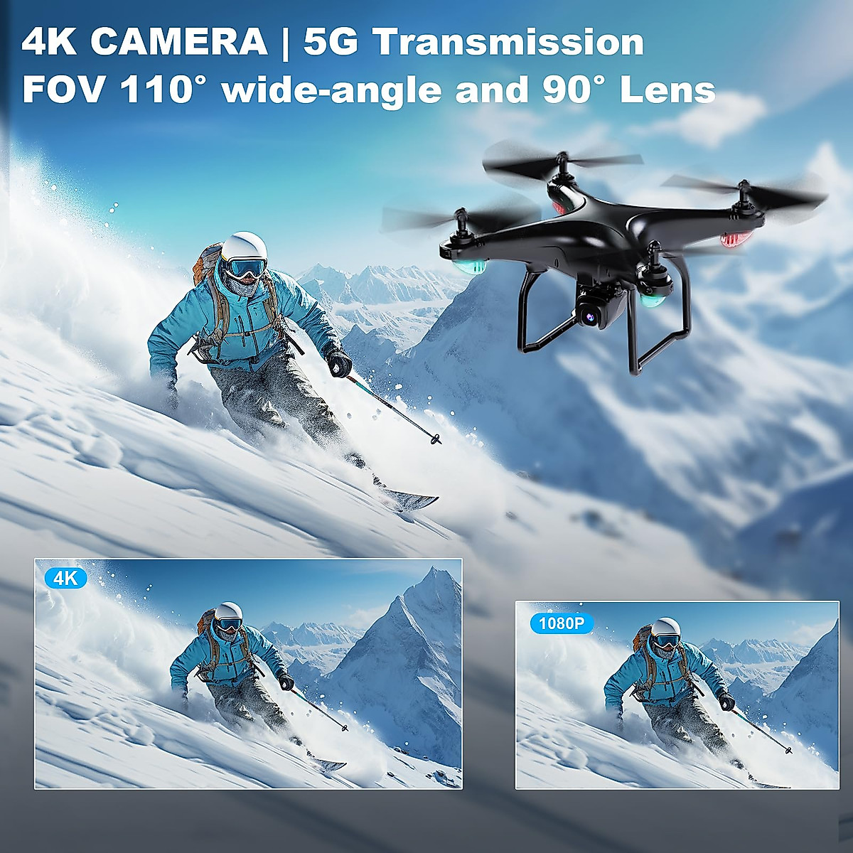 Cheerwing U88S GPS Drone with 4K Camera for Adults, 5G WiFi FPV Drone with Auto Return, Follow Me, Waypoint Fly, Voice Control