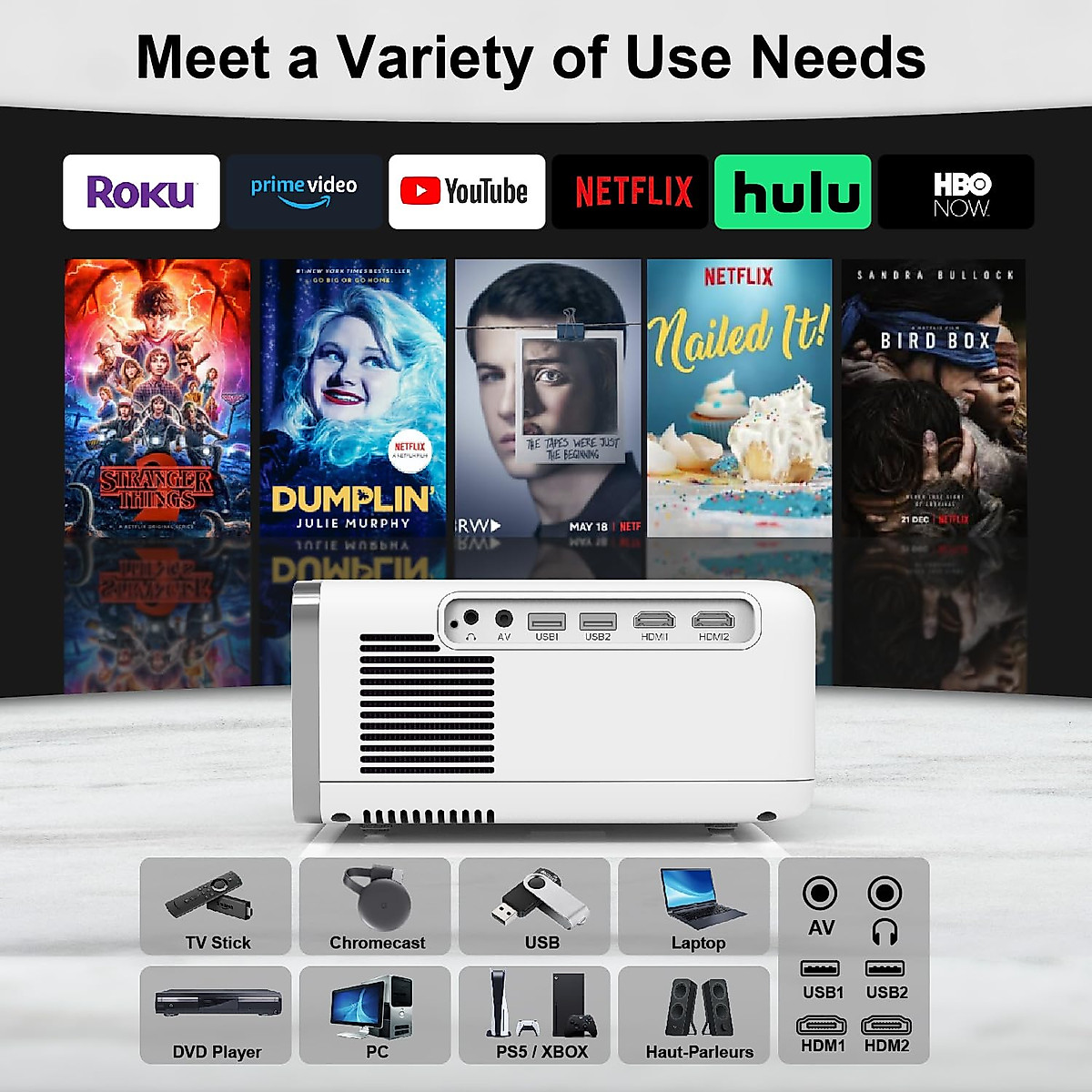 Artlii Enjoy4 Mini Projector 5G WiFi and Bluetooth, Native 1080P 210 ANSI Portable Projector for Outdoor and Indoor Use, Movie Projector Compatible with iOS, Android, Xbox, PS5, TV Stick, HDMI