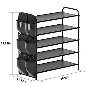 Housen Solutions Shoe Rack for Closet, 5 Tier Metal Shoe Rack Organizer with Storage 20-25 Pairs for Front Door Entrance, Entryway, Floor, Garage, Standing Black Shoes Holder Shelves