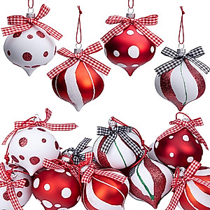 12 Pcs Peppermint Candy Cane Ornament Set - 3.5 x 2.7 Inch Hanging Ornaments for Christmas Tree Party Home Decoration