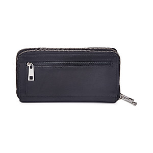 Zinda Genuine Leathers Women’s Wallet Purse Long Double Zip Around RFID Protection (Black)