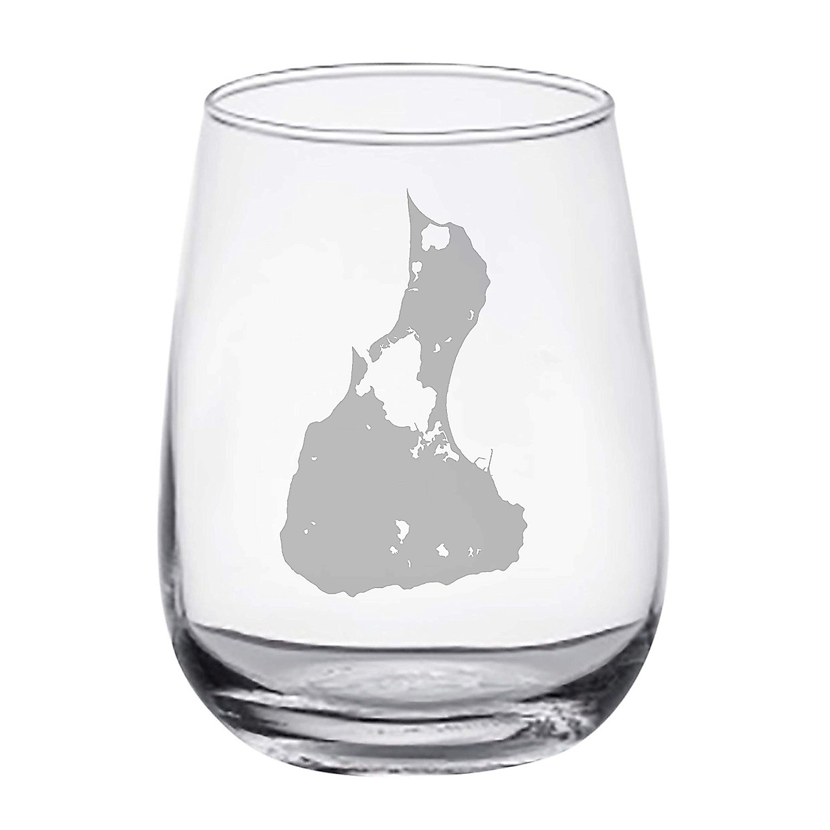 Block Island Map - Stemless Wine Glasses Set of 2
