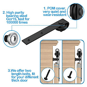 ZEKOO 2.5FT Super Mini Sliding Barn Door Hardware Kit for Single Door Cabinet, Small Barn Door Hardware Track Kit for TV Stand, Cupboards, Storage Cabinets, Wardrobes, J Shape Hanger (No Cabinet)