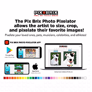 Pix Brix Pixel Art Puzzle Bricks Bucket – 1,500 Piece Pixel Art Kit with 10 Colors, Medium Palette – Patented Interlocking Building Bricks, Create 2D and 3D Builds – Stem Toys, for Age 6 Plus