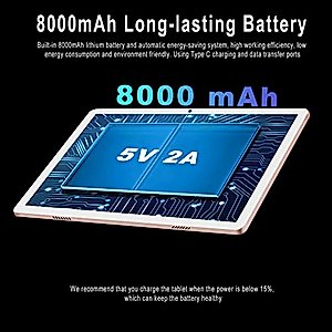 JUSYEA 2023 Android 12 J10 Tablet : 10 Inch Tablets 4GB RAM, 64GB+128GB ROM, Octa-core processors-8000mAh Battery, 5G+2.4G Wi-Fi, Bluetooth 5.0, with Mouse丨 Keyboard and More - Gold