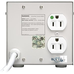 Tripp Lite IS250HG Isolation Transformer 250W Medical Surge 120V 2 Outlet TAA GSA