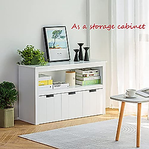 ZENODDLY Kids Toy Storage Organizer for Kids Room Organizers and Storage - 3 Drawers with Hidden Wheels, Multifunctional Wooden Kids' Bookcases, Cabinets & Shelves for Playroom Storage, White