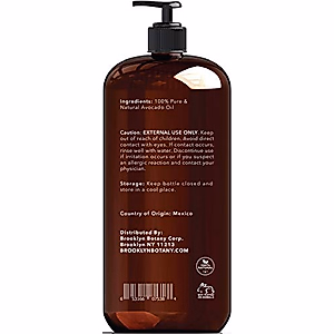 Brooklyn Botany Avocado Oil for Skin, Hair and Face - 100% Pure and Natural Body Oil and Hair Oil - Carrier Oil for Essential Oils, Aromatherapy and Massage Oil - 16 fl Oz