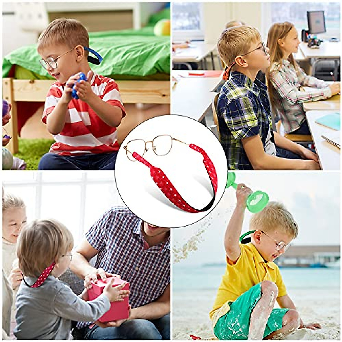 6 Pieces Kids Eyeglass Strap Nonslip Neoprene Glasses Holder Sunglasses Lanyard Eye Glasses Cord Holder Neck Strap Sports Safety Retainer for Boys Girls (Wild Animals, Green, Blue, Pink Princess)