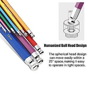 YUFANYA 18-Piece Allen Wrenches Sets,Premium Quality SAE/Metric Hex Key Set in Portable Case,Durable Industrial CRV Made,Long Arm Ball End, Multicolor Coding