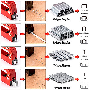 Upholstery Staple Gun Heavy Duty, PHITRIC 4 in 1 Stapler Gun with 6000 Staples, Power Finish Staplers, Manual Brad Nailer Power Adjustment Furniture Stapler Gun for Wood, Carpentry, Decoration DIY