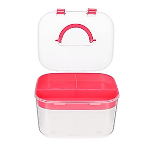 MILISTEN Double Layer Plastic Sewing Box, Multipurpose Plastic Storage Container Organizer Box, Portable Handled Storage Organizer Box for Art, Craft, Sewing Cosmetic Storage, Red