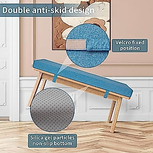 ROFIEJOX Bench Cushion 36 inch - Imitation Linen Fabric, Indoor Outdoor Long Seat Furniture, High-Density Foam, Non-Slip Design for Window Patio Garden, (36x14x3) Light Azure