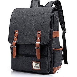 Junlion Vintage Laptop Backpack Gift for Women Men, School College Slim Backpack Fits 15.6 inch Macbook Black
