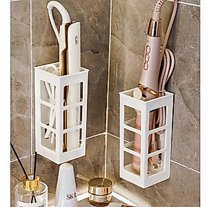 Wall Mount Acrylic Hair Tools Organizer Curling Iron Holder 4Pack Hair Styling Tool Storage Organizers Vanity Storage Basket for Flat Iron Comb Straightener Toothbrush holder for Bathroom (Clear)