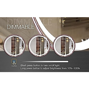 PetusHouse 32 inch Rose Gold LED Bathroom Mirror Circle Illuminated Wall Mounted Lighted Mirror Anti-Fog 3 Colors Change IP44 Dimmable Round LED Bathroom Mirror