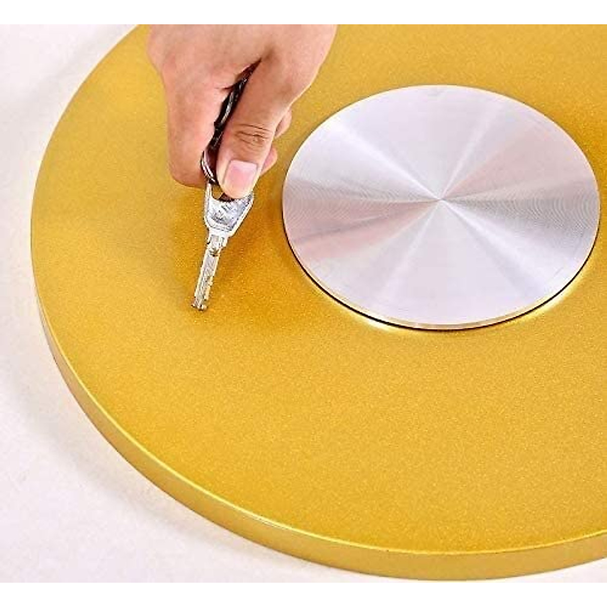 Lazy Susan turntable rotating tray, 10mm tempered glass plate and thicked aluminum alloy bearing, flexible rotation, Silent (Color : Gold, Size : 60cm/23.5in)