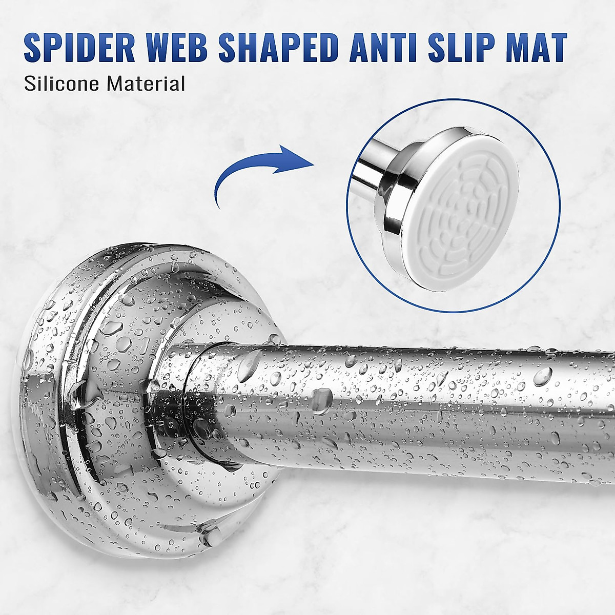 Haryaers Shower Curtain Rod, Silver 40-76 inch Heavy Duty Adjustable Tension Spring Curtain Rod, Polished Stainless Steel, No Drilling, No Rust, Never Collapse, for Bathroom