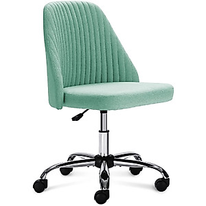 OLIXIS Home Office Desk Chair - Adjustable Rolling Chair, Armless Cute Modern Task Chair for Office, Home, Make Up,Small Space, Bed Room, Green,XX-2776-GN