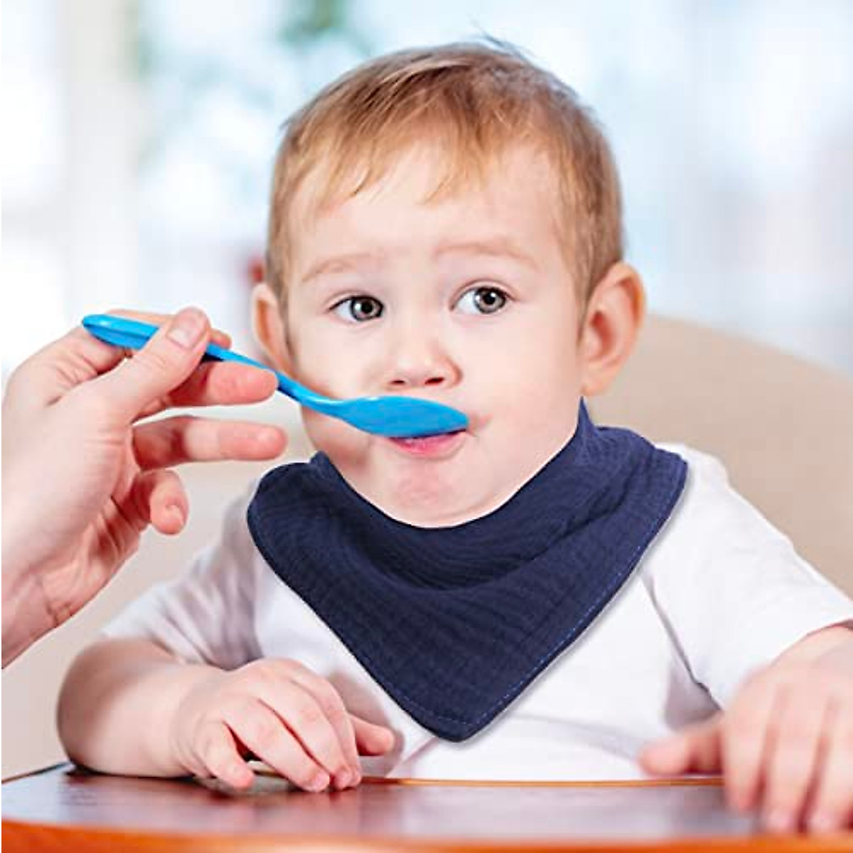 Rapotti Baby Drool Bibs Cotton for Boys and Girls Solid Colors 8 Pack Baby Bids Set for Teething and Drooling