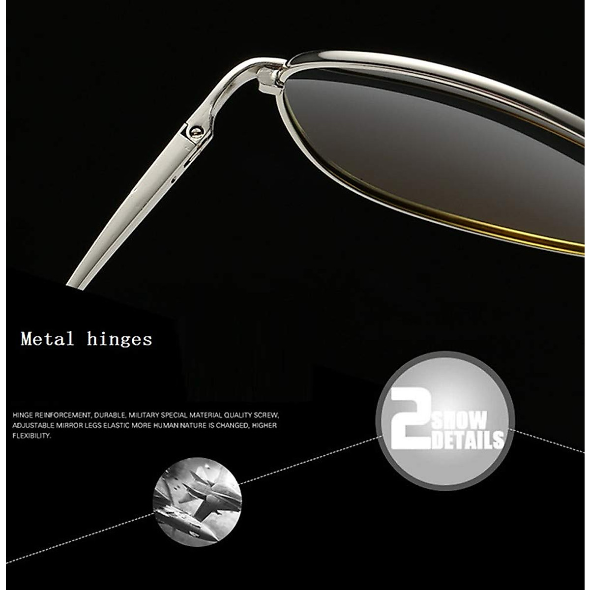 Rungear Night Vision HD Aviator Glasses for Men & Women Safety Driving Fashion UV400 Polarized Day and Night View Sunglasses (Grey Frame)