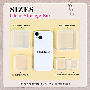 FAMLEAF 4 Pieces Clear Storage Boxes, Plastic Organizer Bins with Lids for Bead, Crafts, Earring Jewerly, Diamond Painting, Small Items (2.55 x 2.55 x 1.49 Inch)
