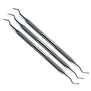 3 Pcs Dental Restorative Excavator 127/128, 2mm Spoon New Double Ended Instrument
