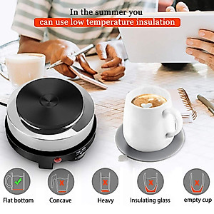 Silver,Black Small Hot Plate,Hot Plate Electric Stove, Portable 500W Electric Mini Stove Hot Plate Multifunction Home Heater Portable Single for Milk Water Coffee Heating (US Plug