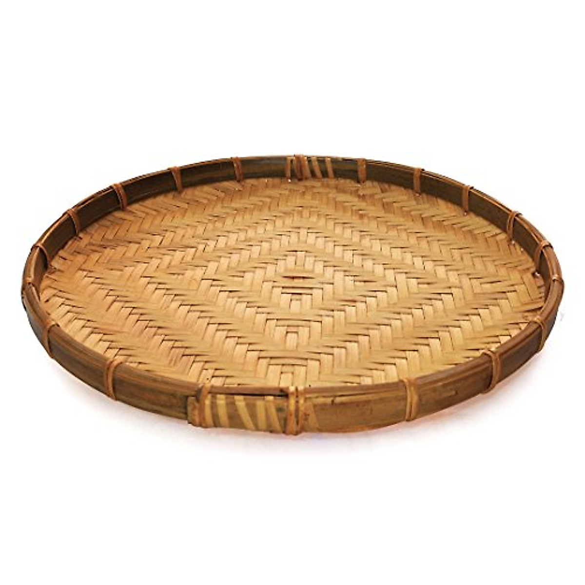 Set of 3 Vietnam Traditional Handmade Round Rattan Wicker Serving Basket Tray