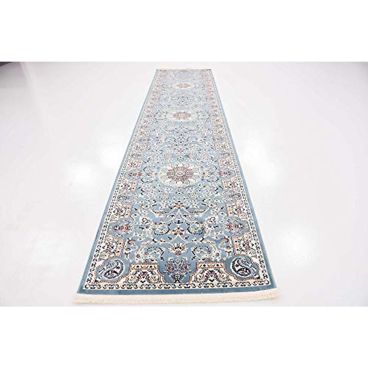 Unique Loom Narenj Collection Classic Traditional Medallion Design Area Rug, 3 ft x 13 ft, Blue/Tan