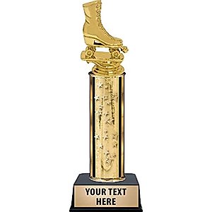 Crown Awards Roller Skate Trophies, Gold Stars Roller Skate Trophy with Custom Engraving Prime
