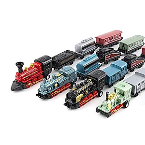 Exasinine Mini Simulation Steam Train Pull-Back Train Model Diecasts Locomotive, Set of 4