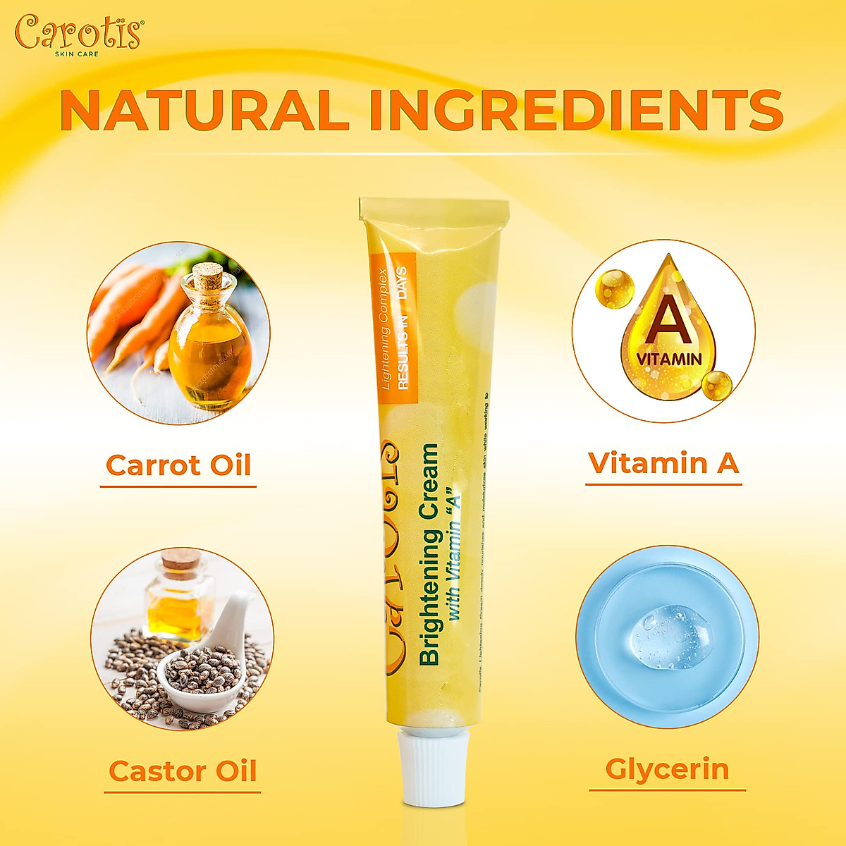 CAROTÏS Skin Brightening Cream - 1 fl oz / 30 ml - Brightening Cream For Face, Body, Hands, Elbows, Knuckles
