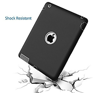 Fingic for iPad 4/3/2 Case - Rugged 3 in 1 Hybrid Heavy Duty Shock-Absorption Scratch-Resistant Protective Case, Gray/Black