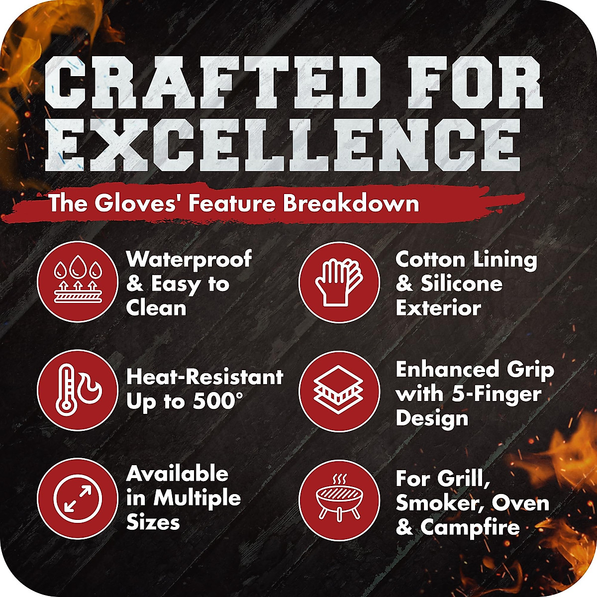 KITCHEN PERFECTION XL Silicone Smoker Oven Gloves-Extreme Heat Resistant BBQ Gloves-Handle Hot Food Right on Your Grill Fryer&Pit|Waterproof Grilling Cooking Baking Mitts|Superior Value Set+3 Bonuses
