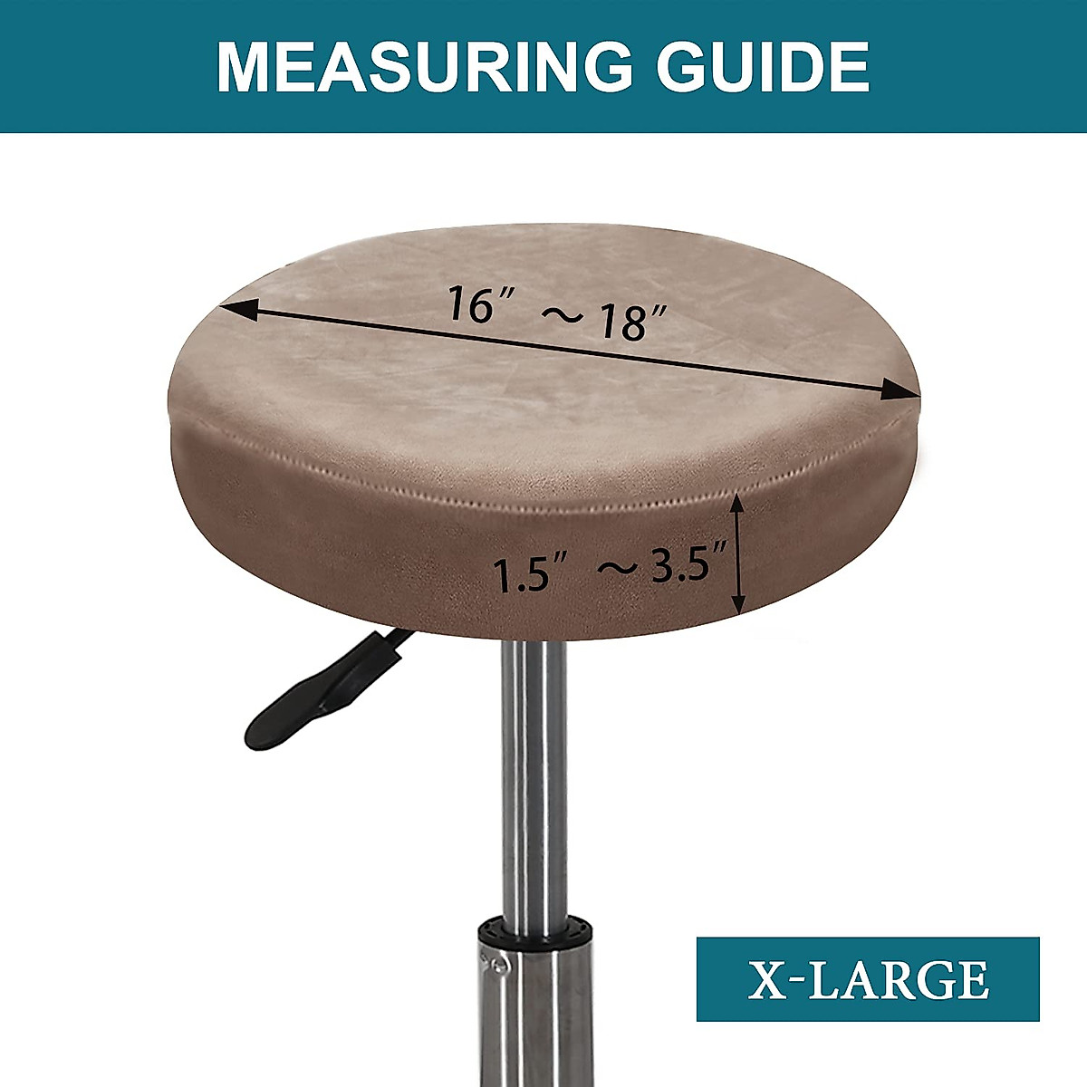 Turquoize 2 Pack Bar Stool Covers Round Stool Covers with Elastic Bands Bar Stool Seat Covers Slipcover Washable Stool Cushion Covers Feature Stretch Thick Bouncy Fabric, Dia 16"-18", X-Large, Taupe