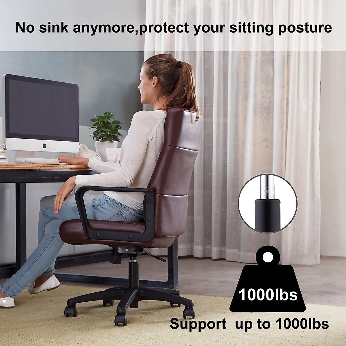 Office Chair Cylinder Replacement,Heavy Duty 1000lbs,Easy to Install,no Sink,Smooth & Silent,4.8inch Long Stroke Adjust,Premium Matte Finish,Chair Piston Safety for Gaming Chair,Swivel Desk,Desk Chair