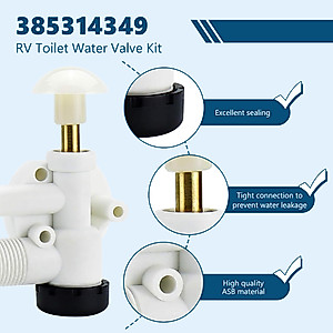 Funmit 385314349 RV Toilet Water Valve Kit Replacement for Pedal Flush Toilets for Camper, Trailer, Boat | Premium Performance in Prevention of Leakage | Increased Freeze Resistance