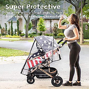 Siravic Stroller Cover, Clear EVA Stroller Rain Cover Universal Baby Travel Weather Shield Protects from Snow, Wind, Dust and Sun (Square Door, Medium)