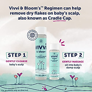 VIVVI & BLOOM Gentle 2-in-1 Baby Scalp & Body Massage Oil, Fast Absorbing Formula Ideal to Moisturize, for Massage to Remove Dry Flakes on Scalp, Hypoallergenic, 4 fl. Oz