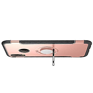 Phone Case for Huawei P20 Lite with Tempered Glass Screen Protector Cover and Magnetic Stand Ring Holder Slim Hybrid Hard Cell Accessories Kickstand Huwai P20lite P 20 Haweii Nova 3E Cases Rose Gold