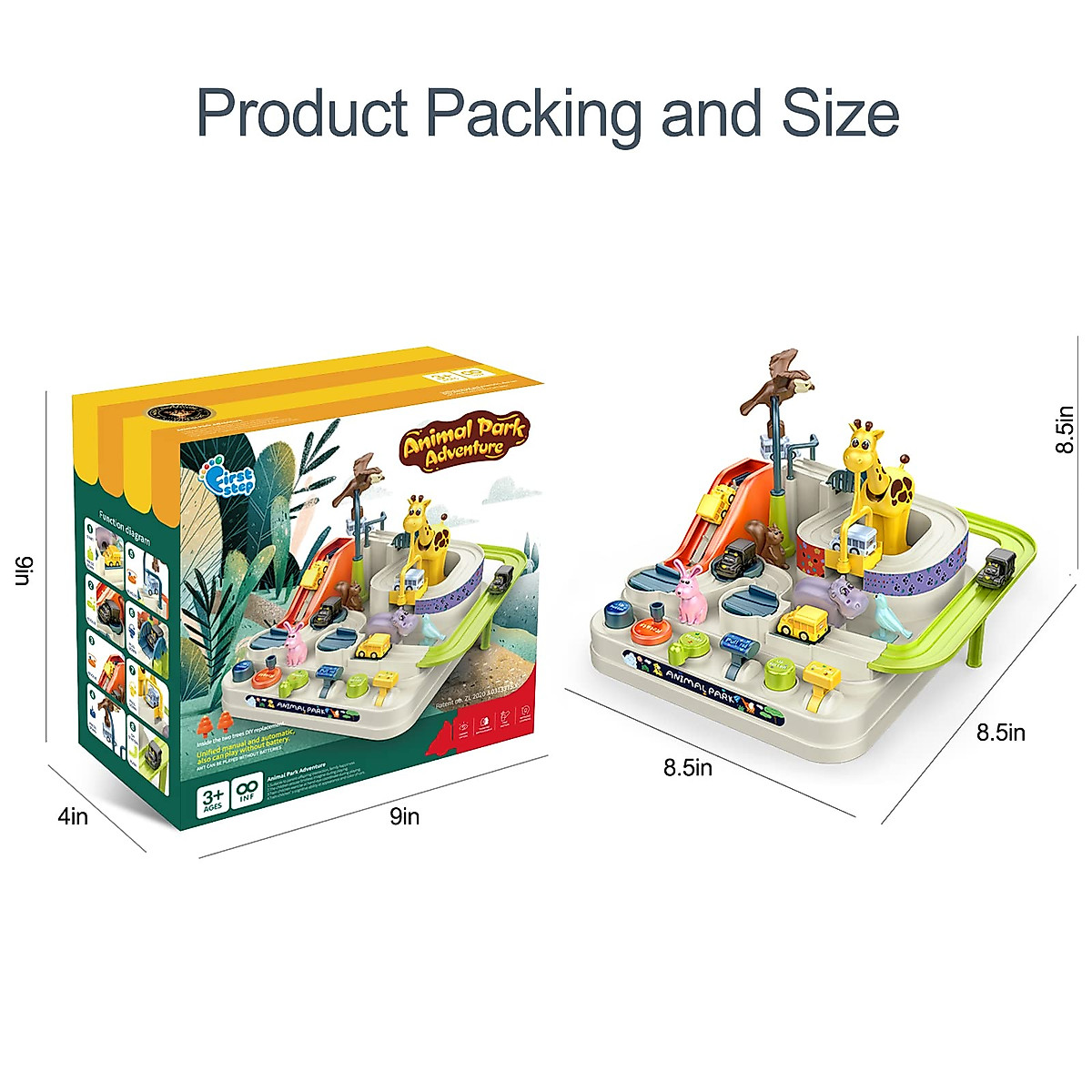 Ferthor Fun Car Rescue Adventure Toys Kids Car Toys for Boys Race Tracks for Toddler Zoo Ramp Vehicle Race Car Game Educational Kids Toys for 3 4 5 6 Year Old Boys（3 Mini Cars）