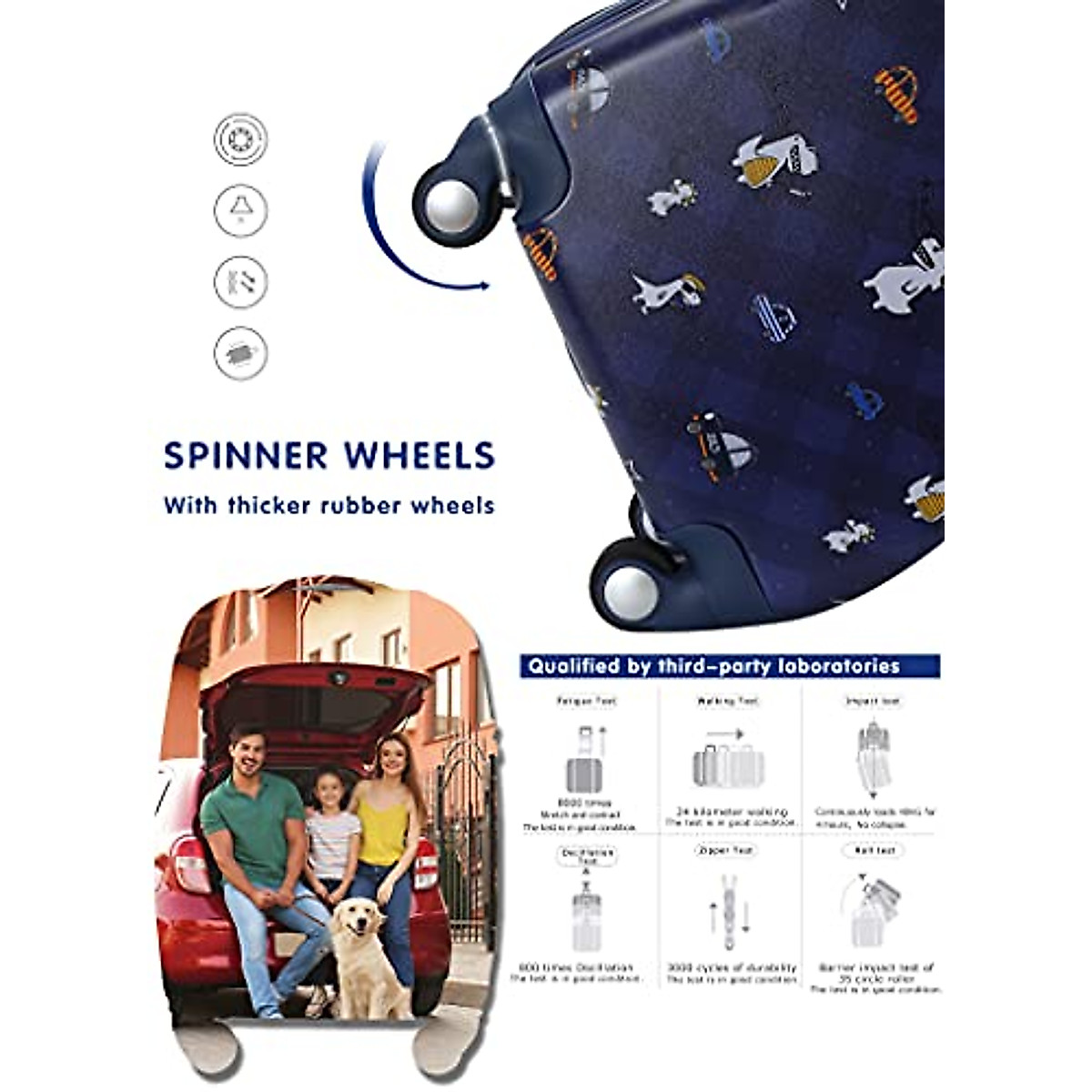 GURHODVO Kids Carry On Luggage Children Rolling Suitcase with 4 Wheels Hardshell Case for Toddler to Travel (dinosaur&car),Gd-kl039