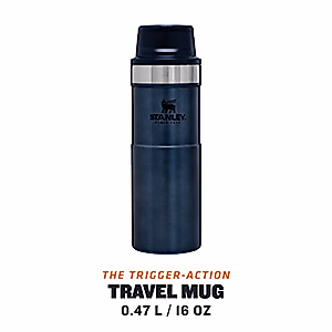 Stanley Classic Trigger Action Travel Mug 0.47L / 16OZ Nightfall ? Leakproof Cup | Hot & Cold Thermos Bottle | Vacuum Insulated Tumbler for Coffee, Tea & Water | BPA Stainless-Steel Travel Flask