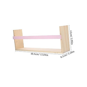 OSOLADY Wall-Mounted Floating Shelf Pink Wood Floating Shelves for Wall Decor Wall Holder Storage Holder
