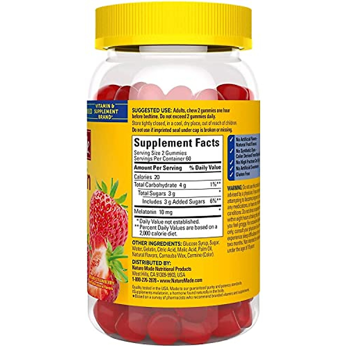 Nature Made Melatonin 10 mg, Dreamy Strawberry, 70 Gummies (Pack of 2)