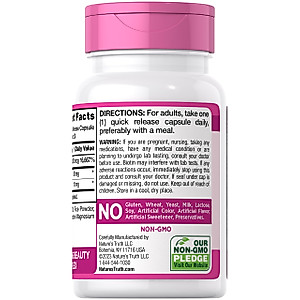 Biotin 5000 mcg | 50 Capsules | With Keratin and Alpha Lipoic Acid | Non-GMO & Gluten Free Supplement | by Nature's Truth