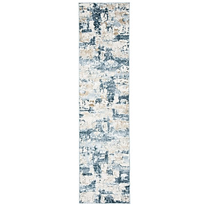 SAFAVIEH Vogue Collection Runner Rug - 2' x 12', Beige & Turquoise, Modern Abstract Design, Non-Shedding & Easy Care, Ideal for High Traffic Areas in Living Room, Bedroom (VGE142B)