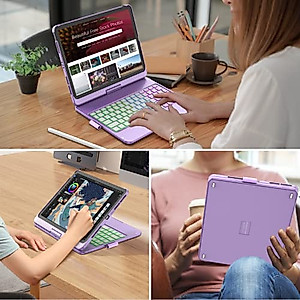 Keyboard Case for iPad Pro 11 inch， Case with Keyboard for iPad Air 5th 4th Generation - Touch Trackpad -10 Color Backlight -360° Protective with Pencil Holder for iPad Pro 11 inch 3rd /2nd/1st Gen