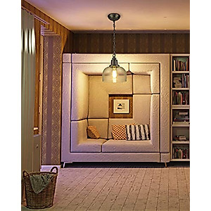 EAPUDUN Modern Farmhouse Pendant Light, 1-Light Industrial Hanging Light Fixture 9.3-inch, Brushed Nickel Finish with Clear Glass Shade, PDA1127-BNK